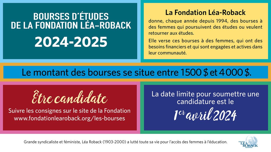 Bourses d'études 2024-2025 de la Fondation Léa-Roback